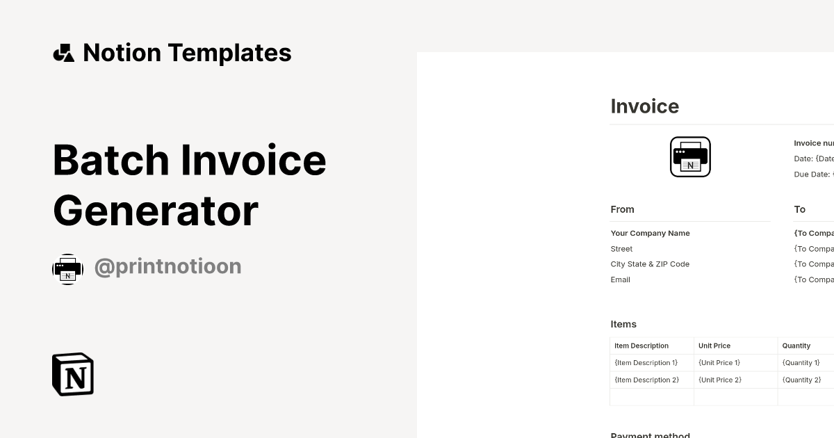 Batch Invoice Generator Template | Notion Marketplace