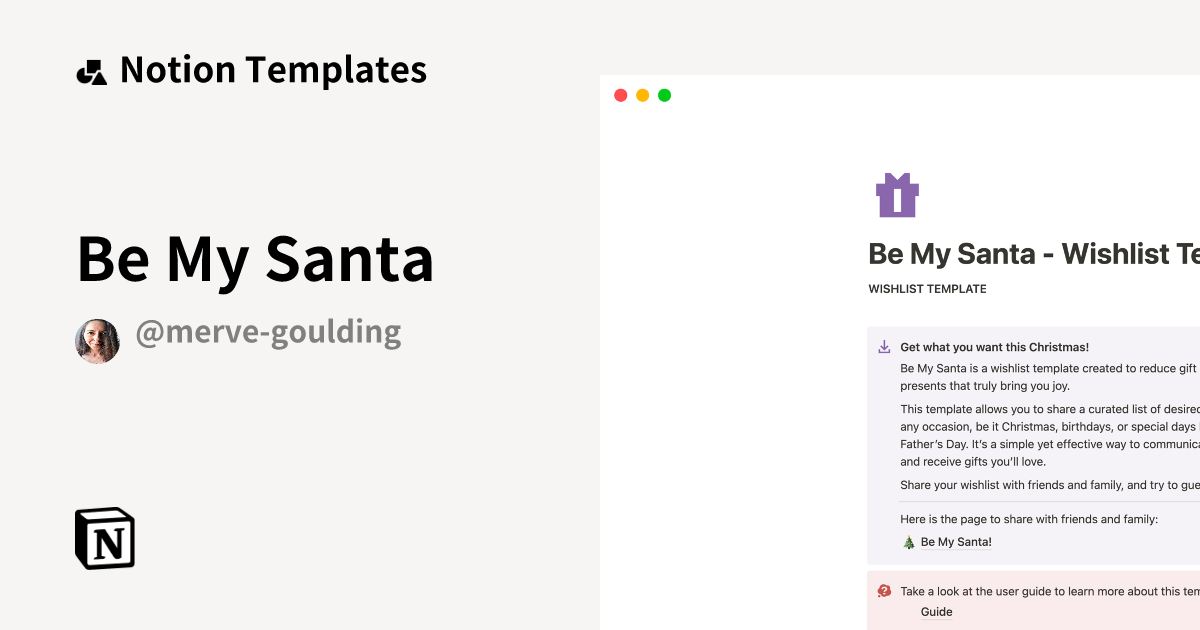 Be My Santa Template by Merve Goulding | Notion Marketplace