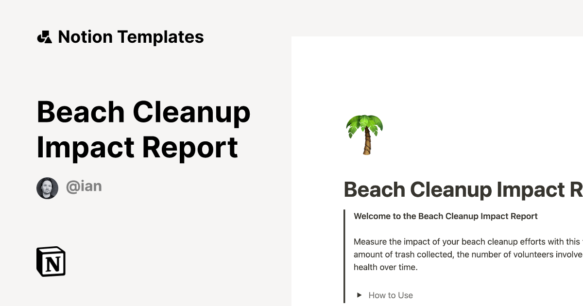 Beach Cleanup Impact Report Template | Notion Marketplace