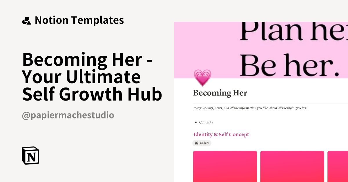 Becoming Her - Your Ultimate Self Growth Hub Template | Notion Marketplace
