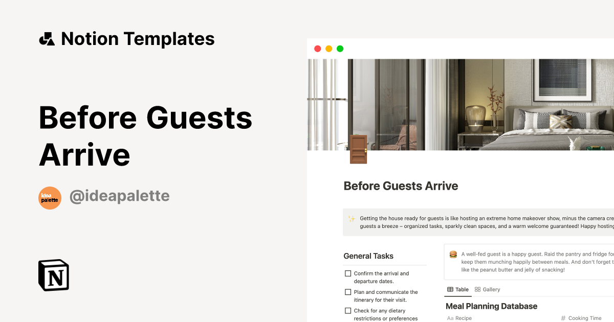 Before Guests Arrive Template | Notion Marketplace