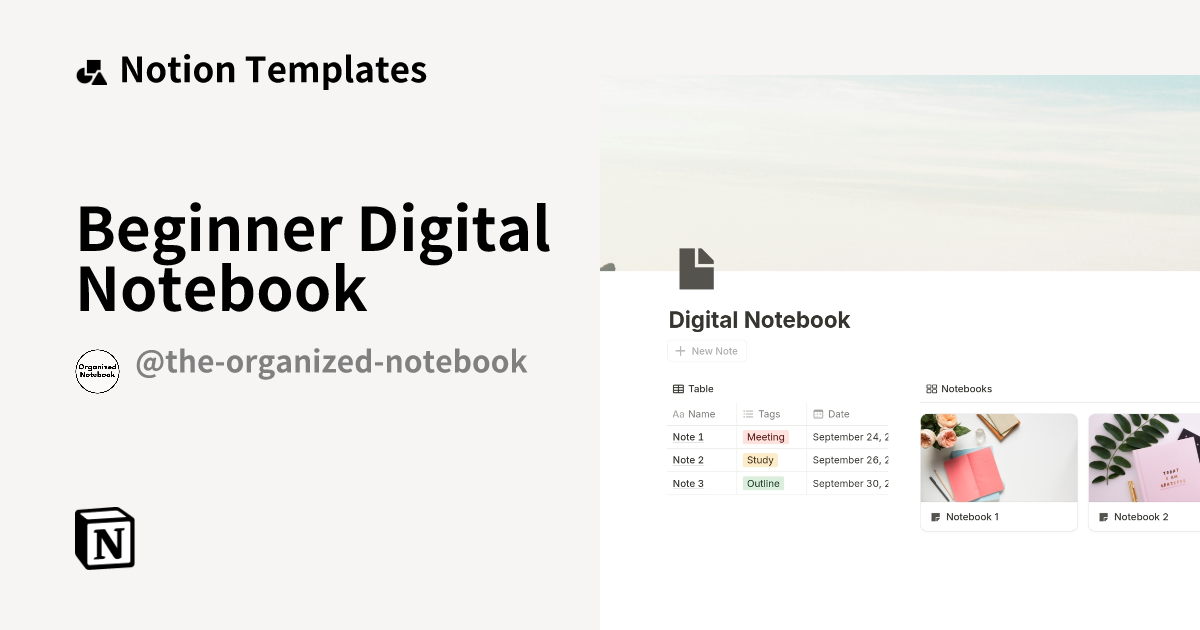 Beginner Digital Notebook Template | Notion Marketplace