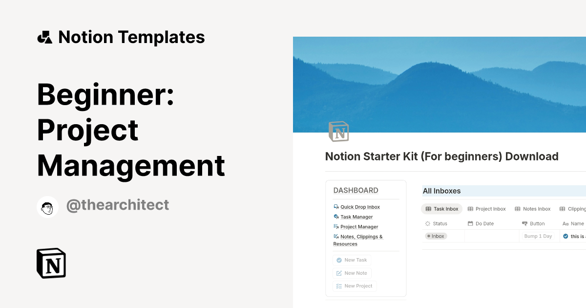 Beginner: Project Management Template by Mark Fletcher | Notion Marketplace