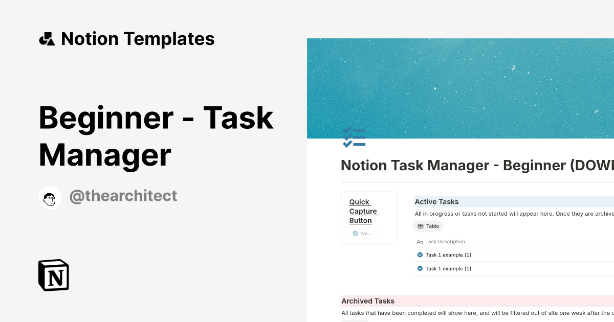 Beginner - Task Manager Template | Notion Marketplace