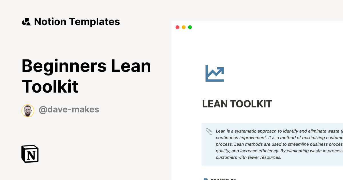 Beginners Lean Toolkit Template | Notion Marketplace