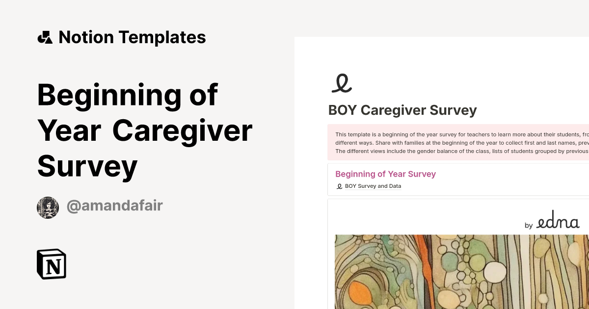 Beginning of Year Caregiver Survey Template | Notion Marketplace