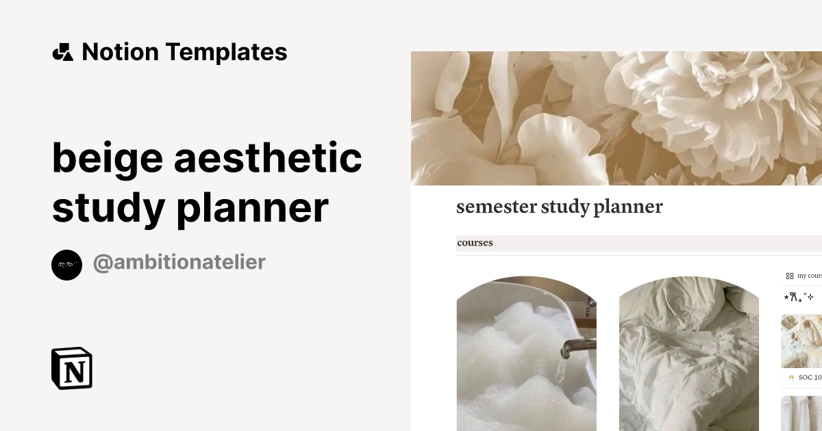 beige aesthetic study planner Template by ambition atelier | Notion ...