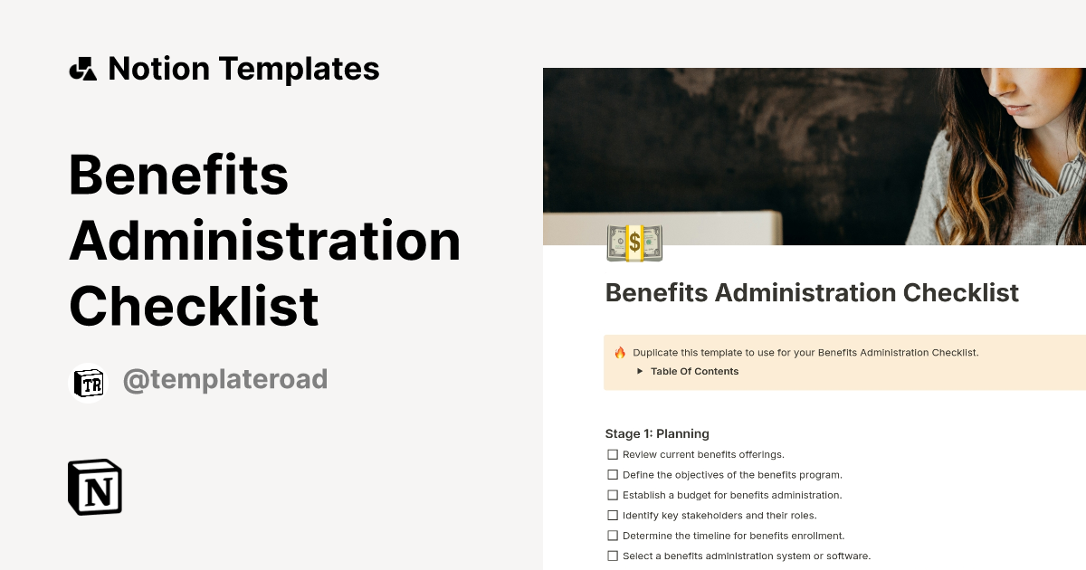 Benefits Administration Checklist Template by Template Road | Notion ...
