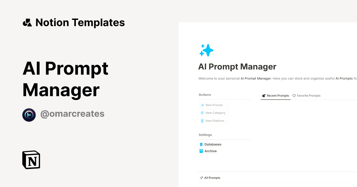 AI Prompt Manager Template by Omar Faruk | Notion Marketplace