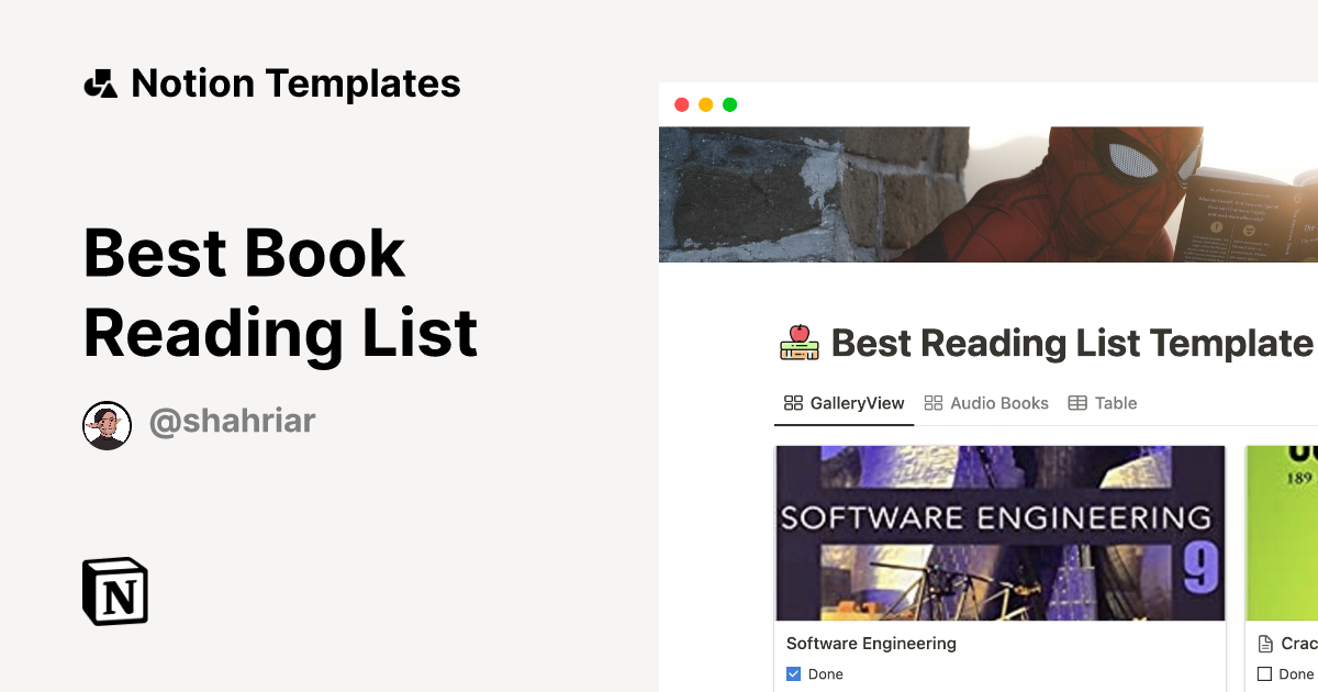 Best Book Reading List Template | Notion Marketplace