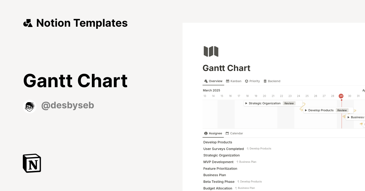 Gantt Chart Template by desbyseb | Notion Marketplace
