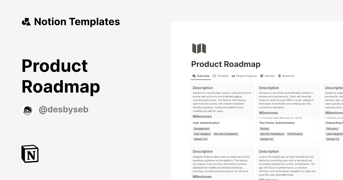 Product Roadmap Template by desbyseb | Notion Marketplace