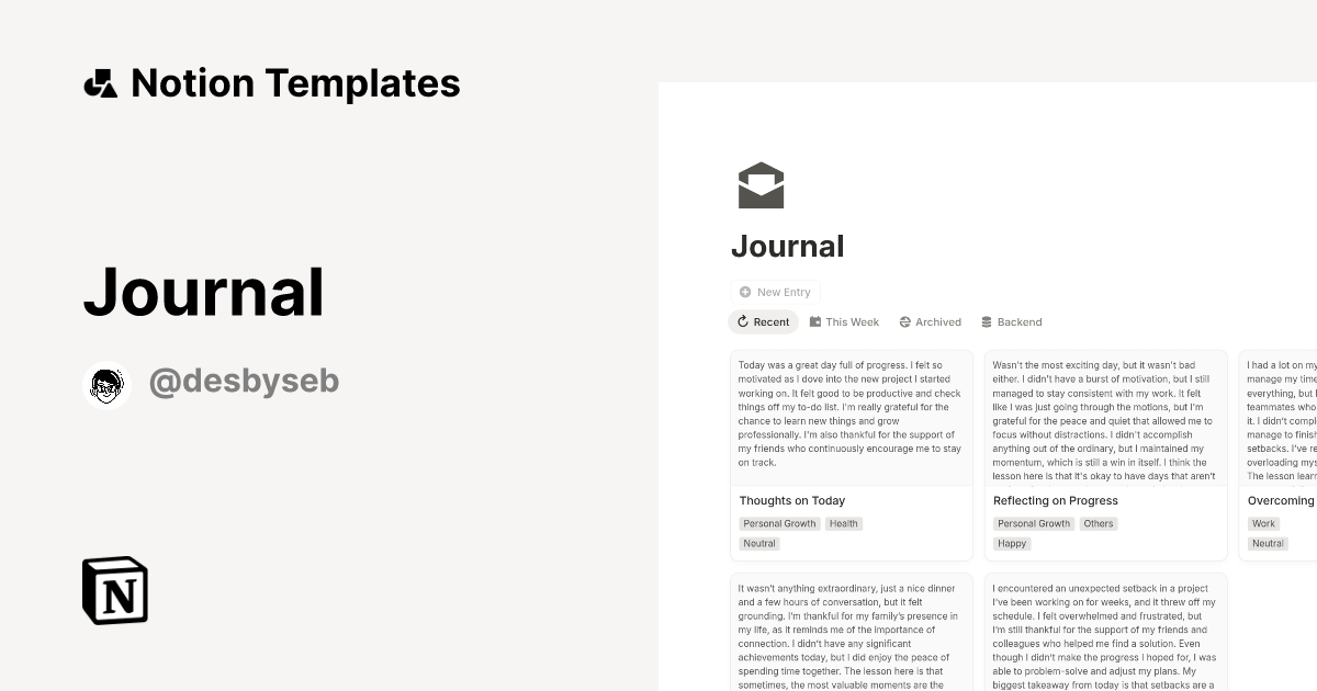 Journal Template | Notion Marketplace