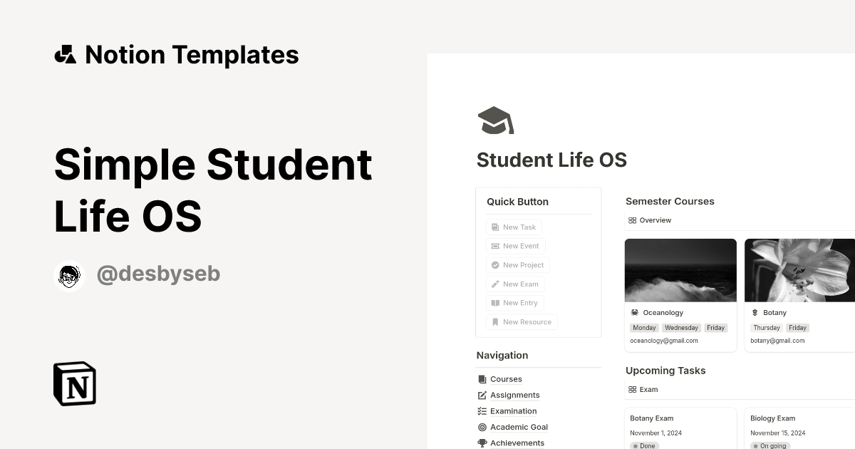 Simple Student Life OS Template | Notion Marketplace