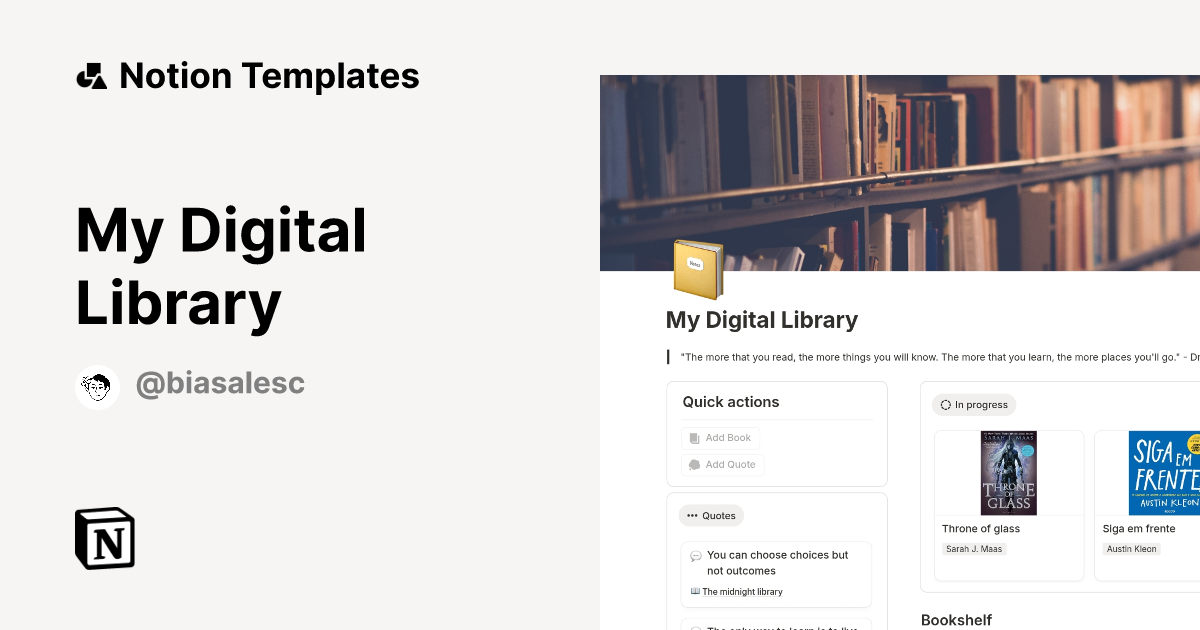 My Digital Library Template by Beatriz Sales | Notion Marketplace