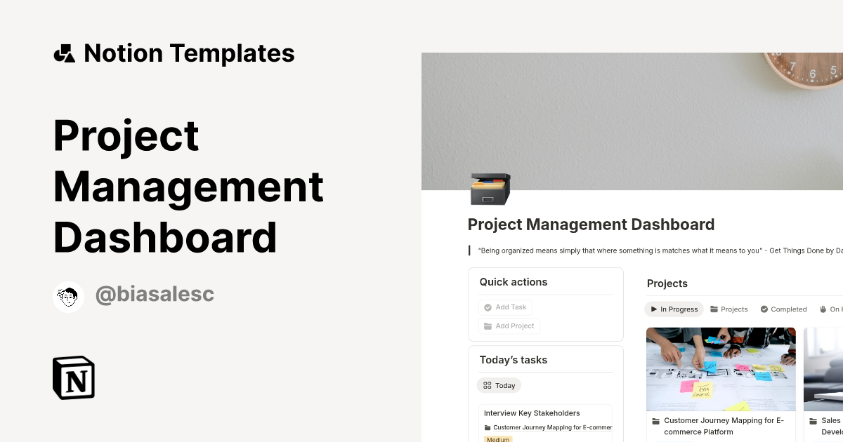 Project Management Dashboard Template | Notion Marketplace