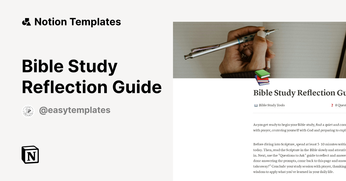 Bible Study Reflection Guide Template | Notion Marketplace