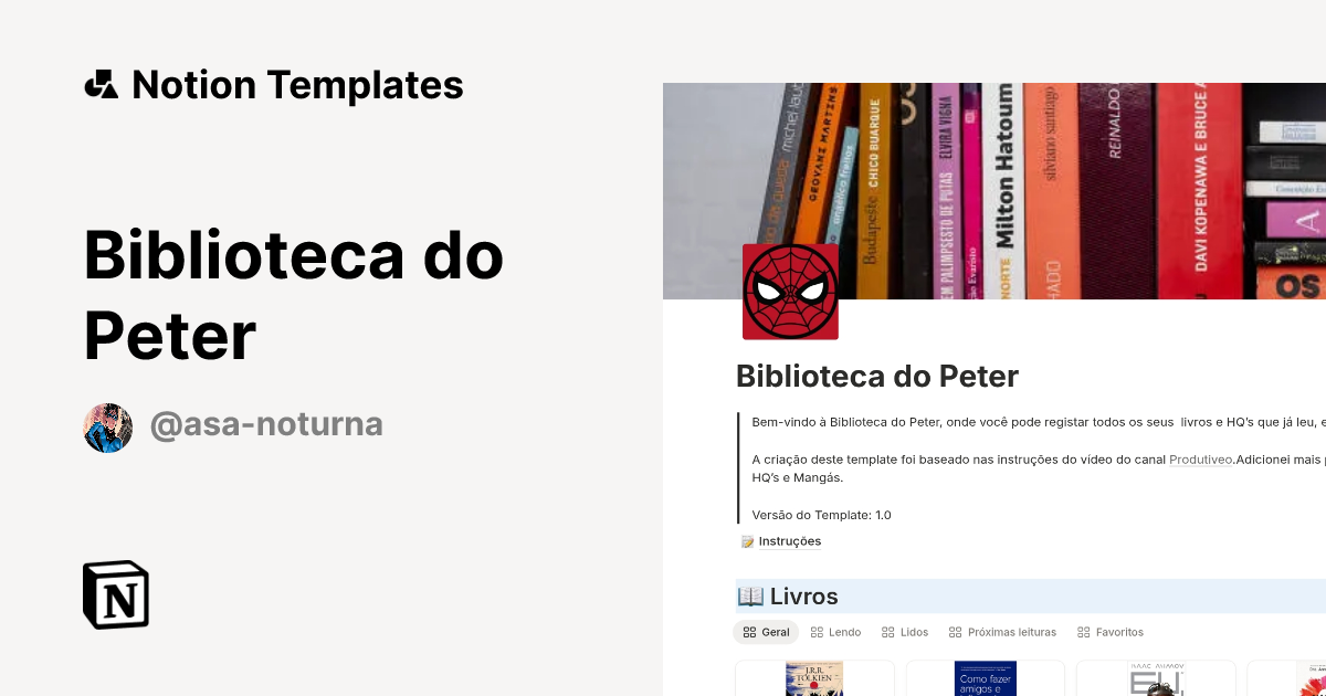 Biblioteca do Peter Template by Asa Noturna | Notion Marketplace