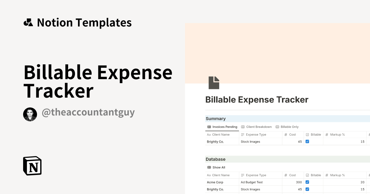 Billable Expense Tracker Template | Notion Marketplace