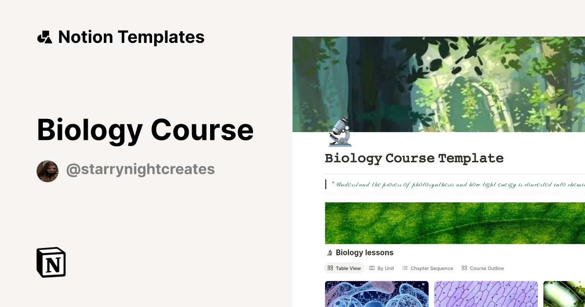 Biology Course Template by Elina Penova | Notion Marketplace
