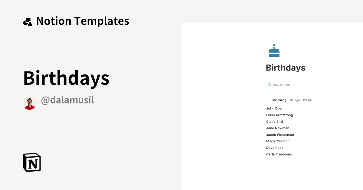 Birthdays Template | Notion Marketplace