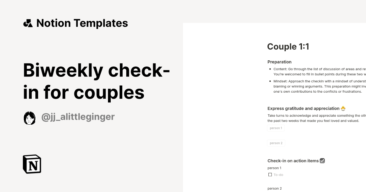 Biweekly check-in for couples Template | Notion Marketplace