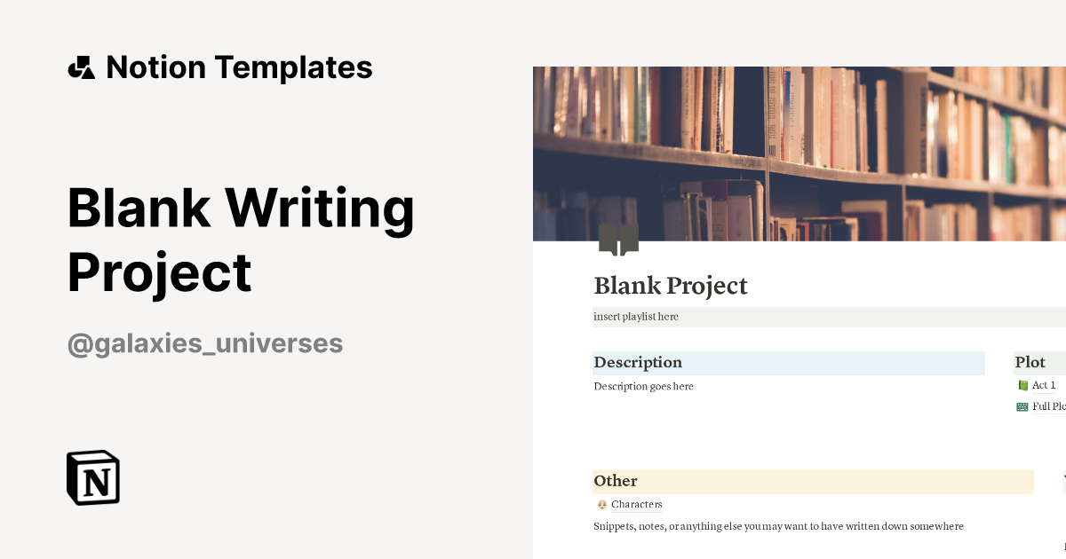 Blank Writing Project Template | Notion Marketplace
