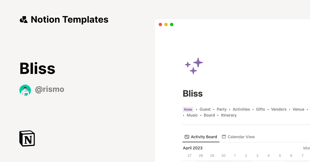 Bliss Template | Notion Marketplace