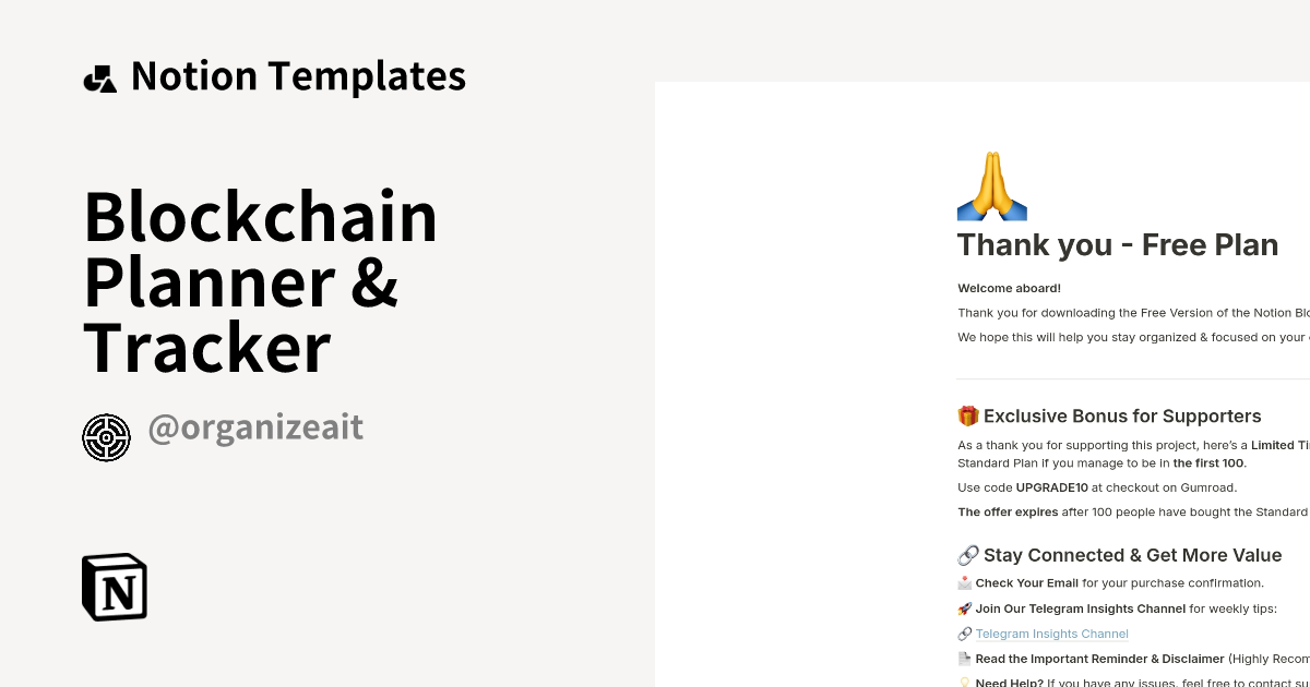 Blockchain Planner & Tracker Template by OrganizeAIT | Notion Marketplace