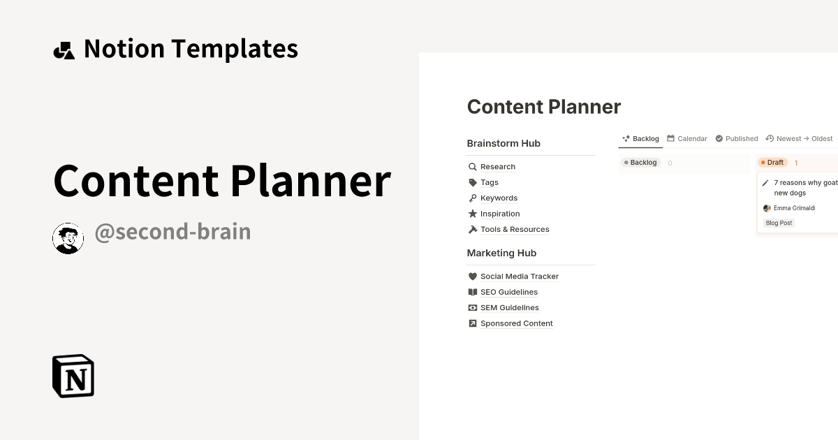 Content Planner Template | Notion Marketplace