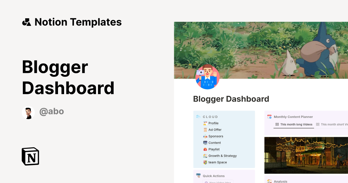 Blogger Dashboard Template | Notion Marketplace
