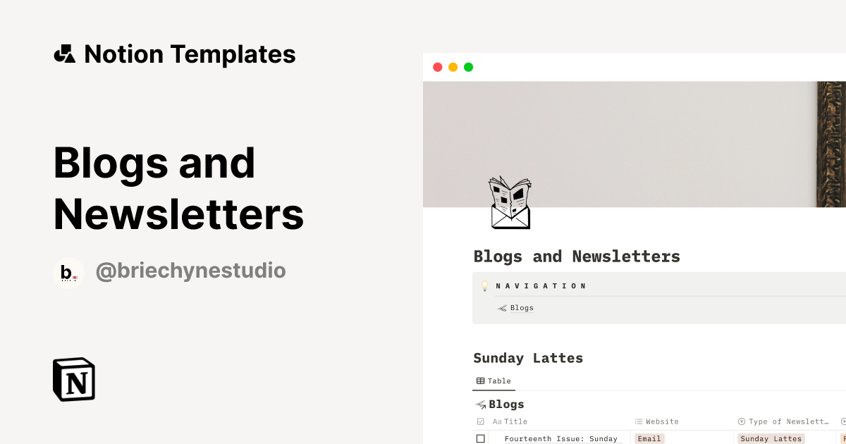 Blogs and Newsletters Template | Notion Marketplace