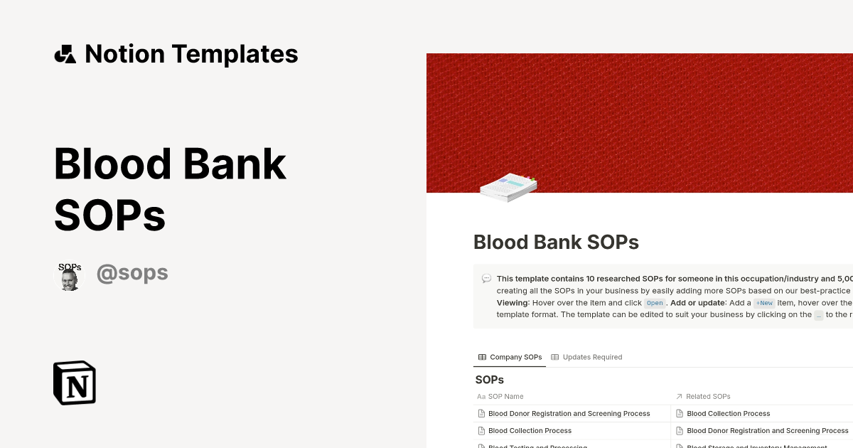 Blood Bank SOPs Template by SOPs | Notion Marketplace