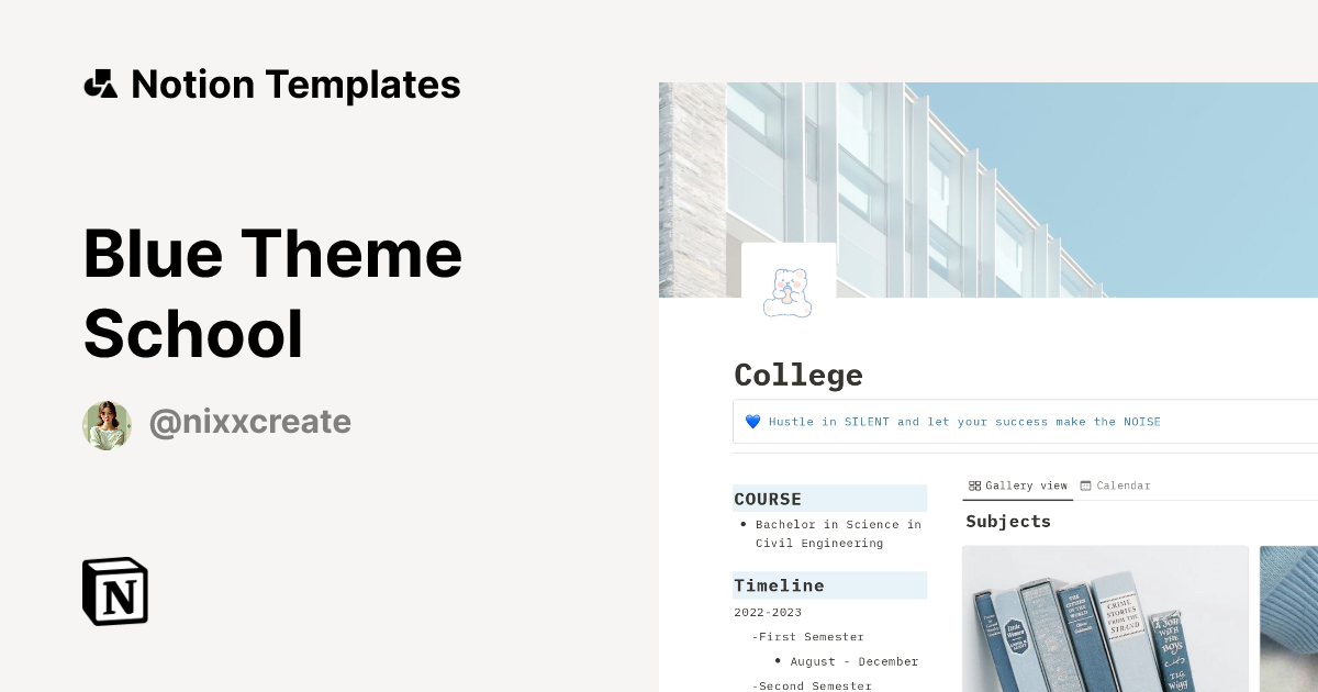 Blue Theme School Template | Notion Marketplace