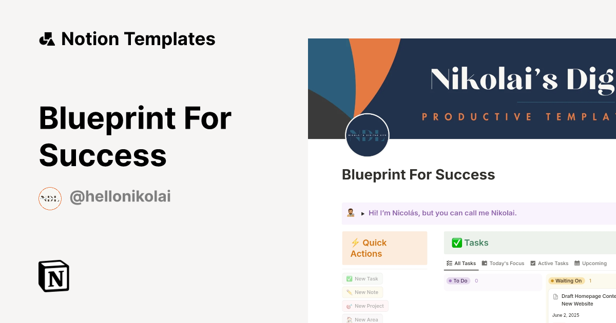 Blueprint For Success Template by Nikolai's Digital Life | Notion ...
