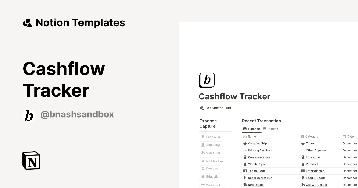 Cashflow Tracker Template | Notion Marketplace
