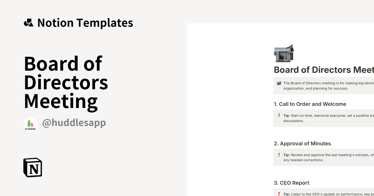 Board of Directors Meeting Template | Notion Marketplace