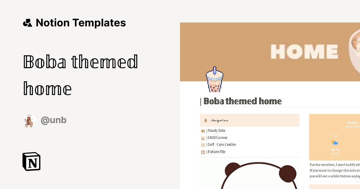 𝔹𝕠𝕓𝕒 𝕥𝕙𝕖𝕞𝕖𝕕 𝕙𝕠𝕞𝕖 Template | Notion Marketplace