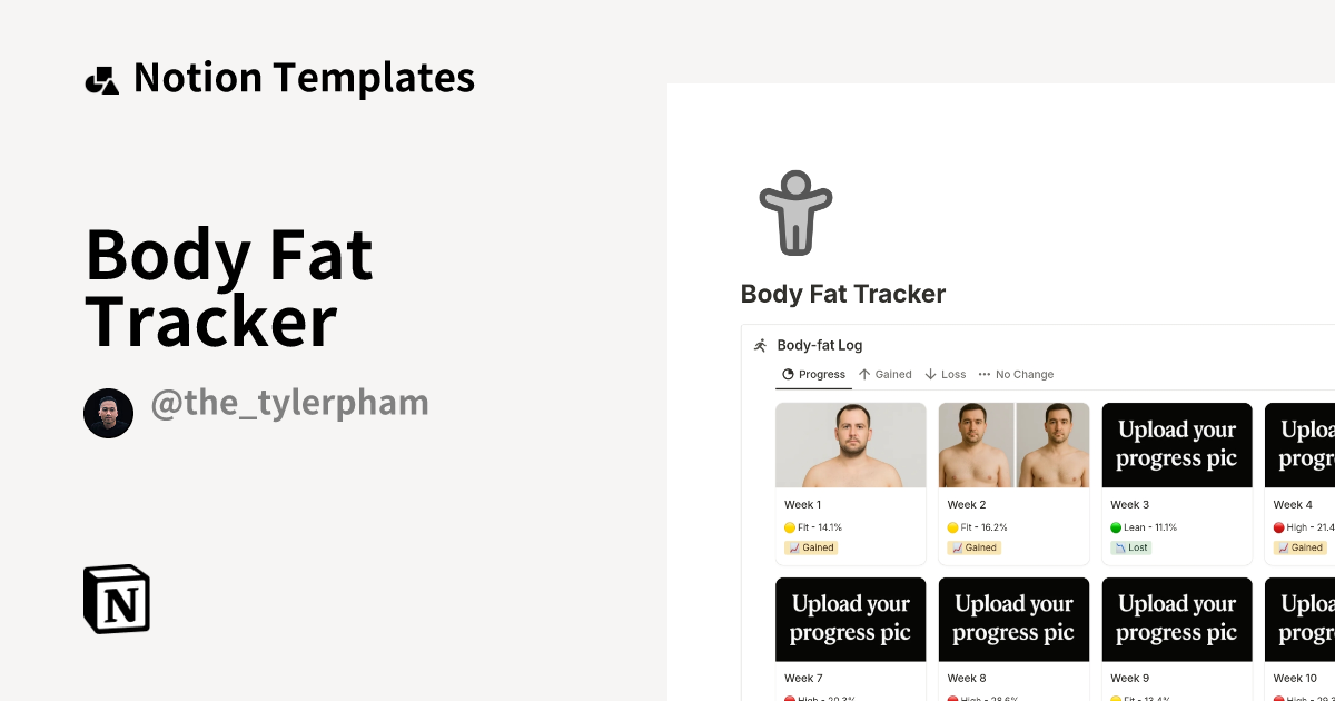 Body Fat Tracker Template by Tyler Pham | Notion Marketplace