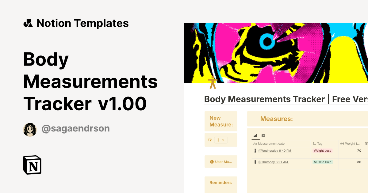 Body Measurements Tracker v1.00 Template | Notion Marketplace