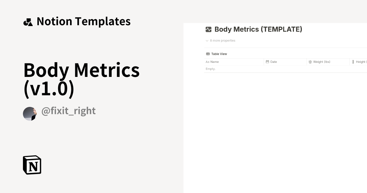 Body Metrics (v1.0) Template | Notion Marketplace