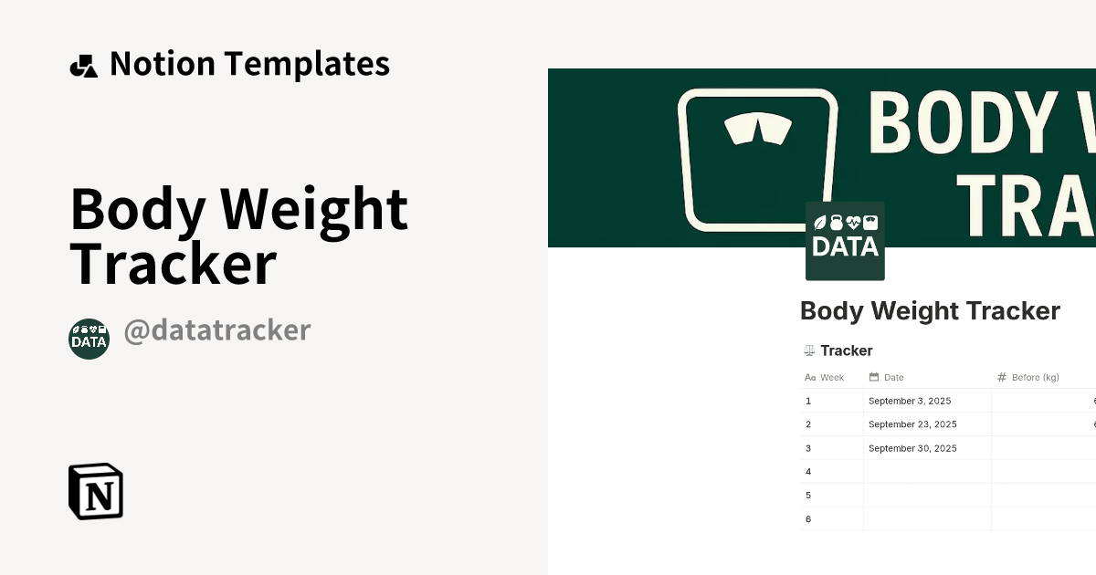 Body Weight Tracker Template by Profa | Notion Marketplace