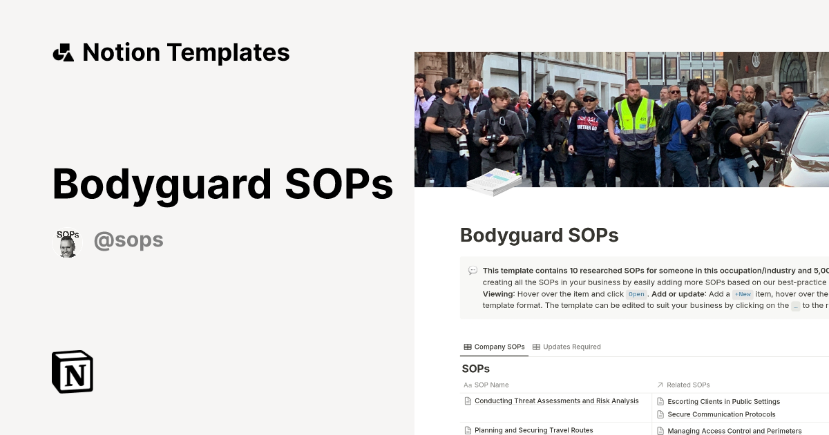 Bodyguard SOPs Template | Notion Marketplace
