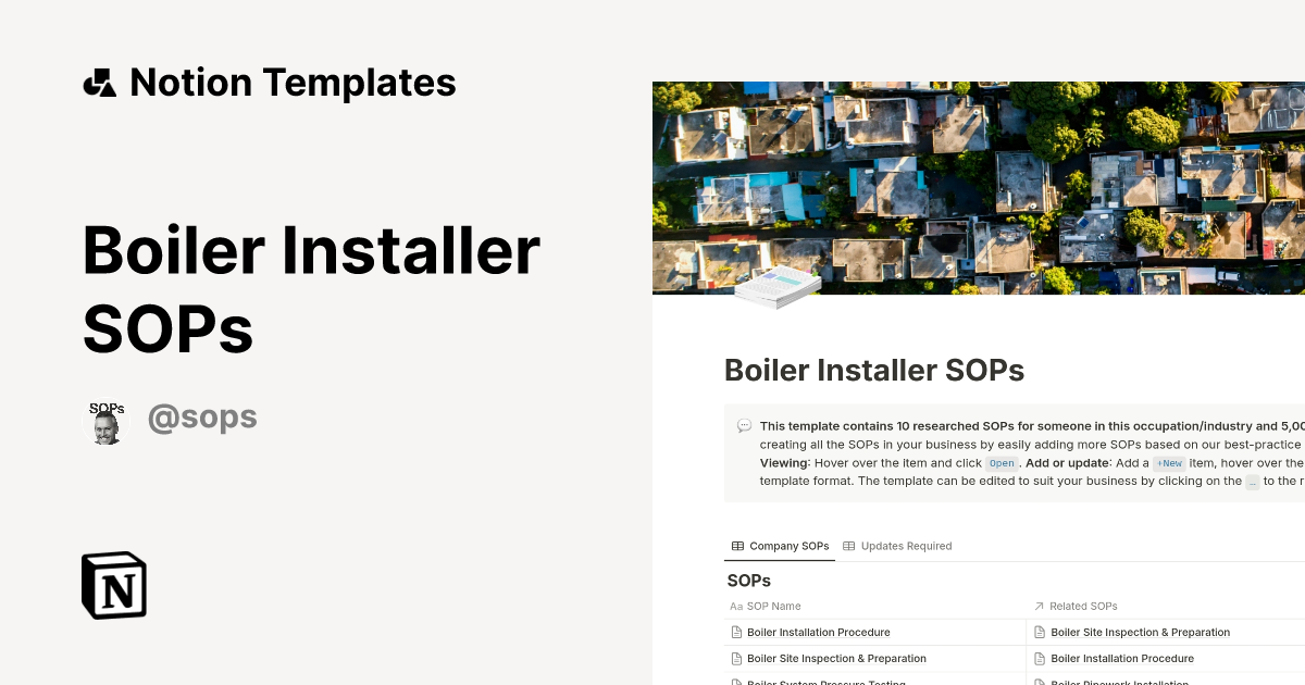 Boiler Installer SOPs Template | Notion Marketplace