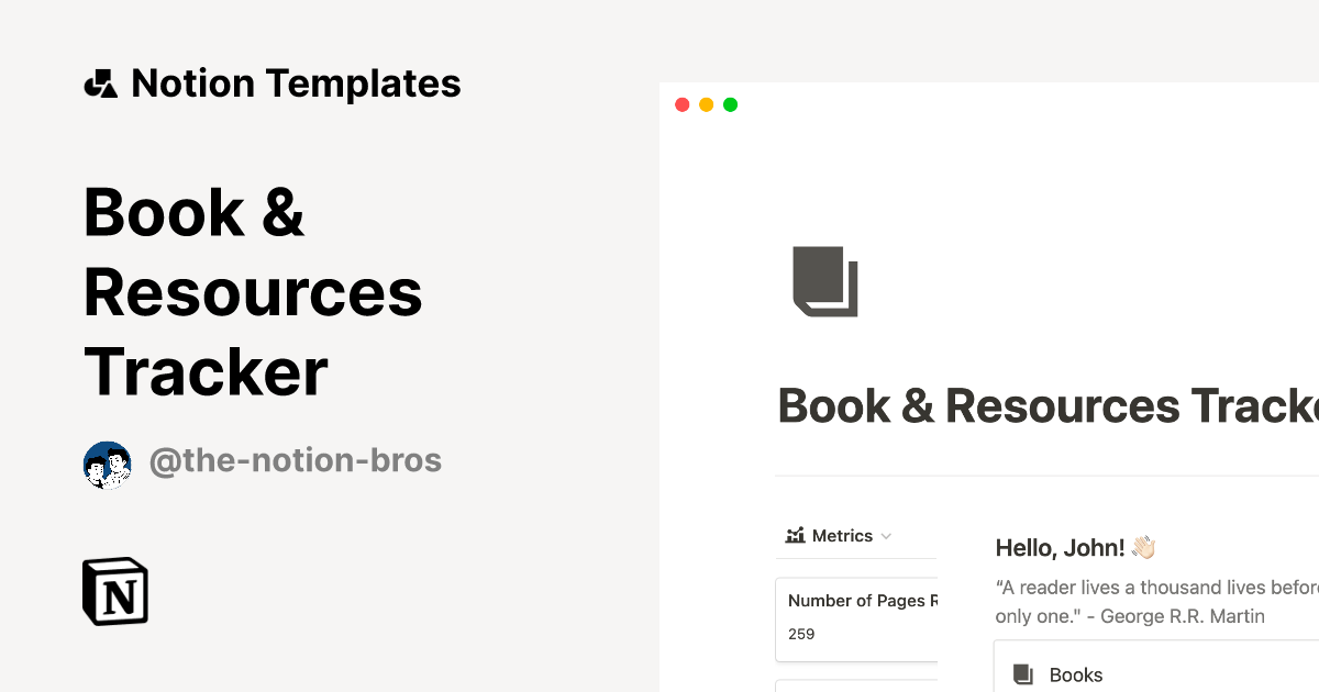 Book & Resources Tracker Template | Notion Marketplace