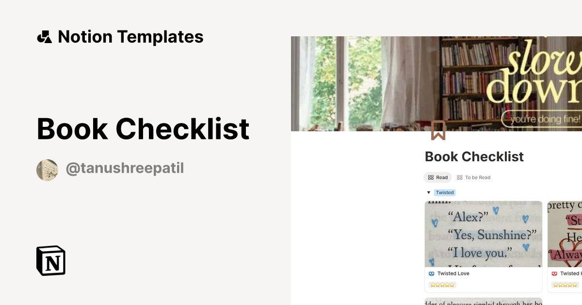 Book Checklist Template | Notion Marketplace