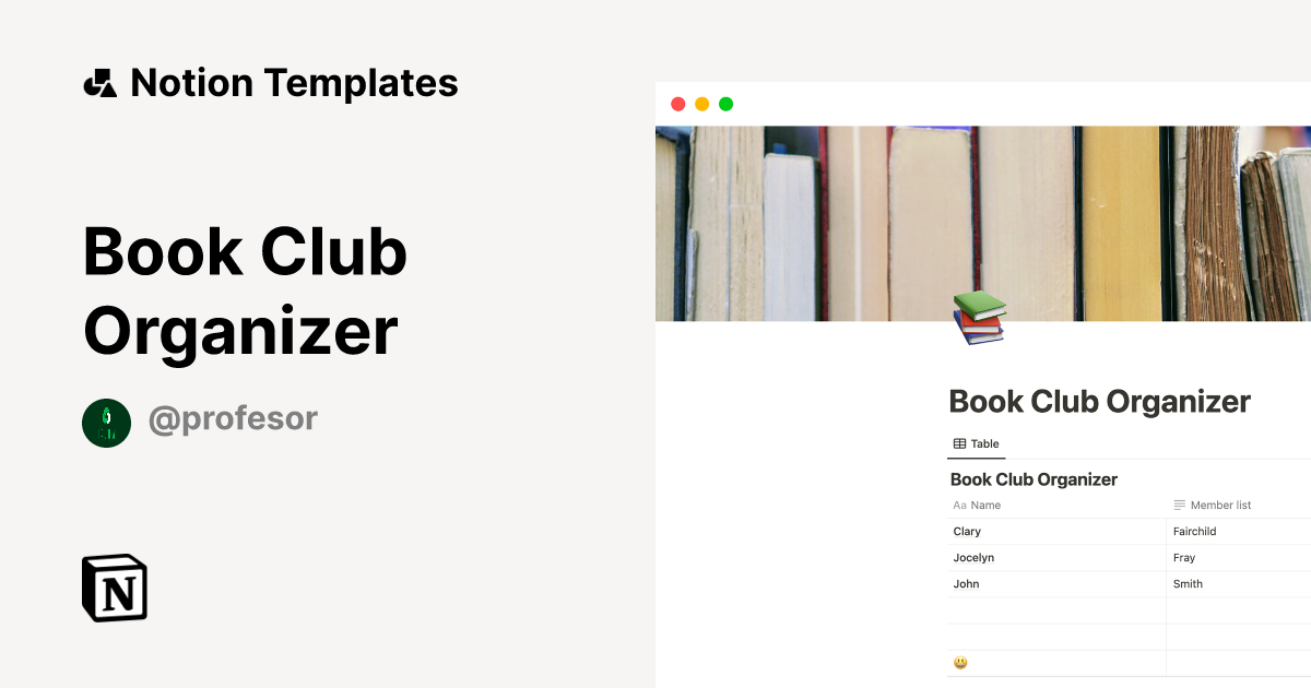 Book Club Organizer Template | Notion Marketplace