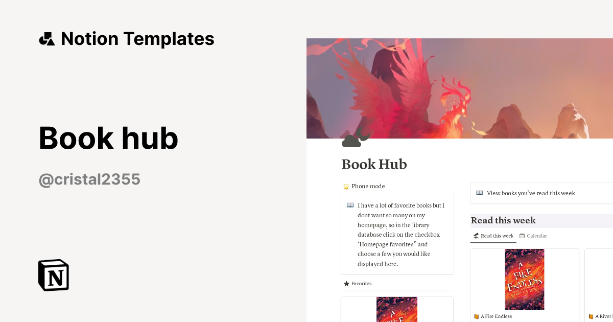 Book hub Template | Notion Marketplace