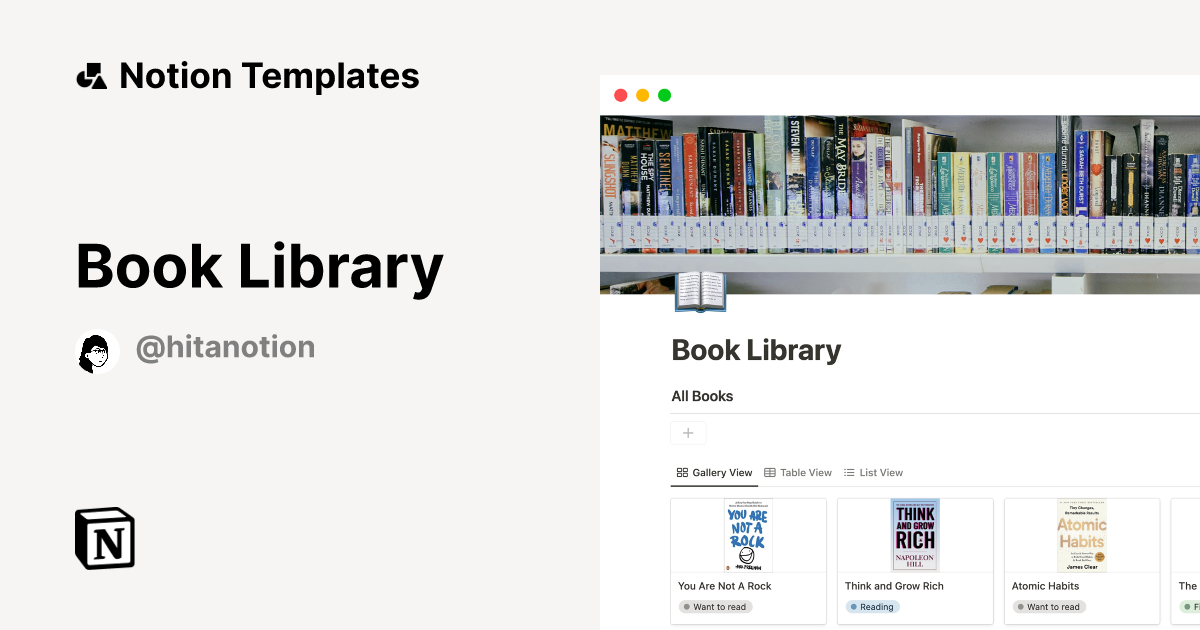 Book Library Template | Notion Marketplace