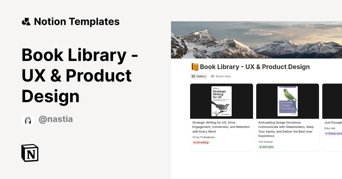 Book Library - UX & Product Design Template by Nastia | Notion Marketplace